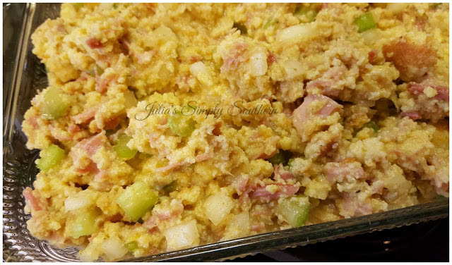 Aunt Betty's Famous Ham Dressing - Julias Simply Southern
