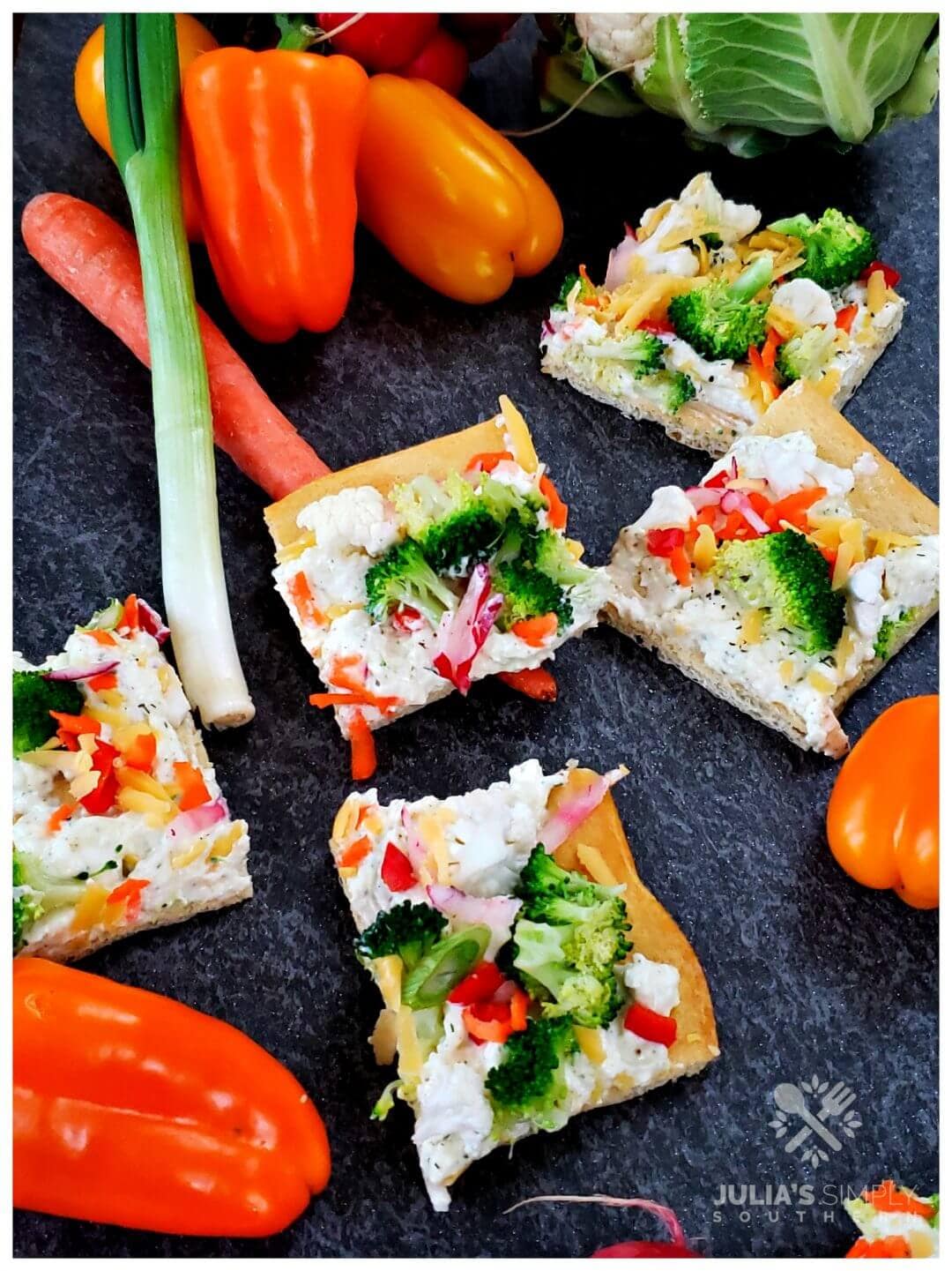 Cold Vegetable Pizza Appetizer - Julias Simply Southern