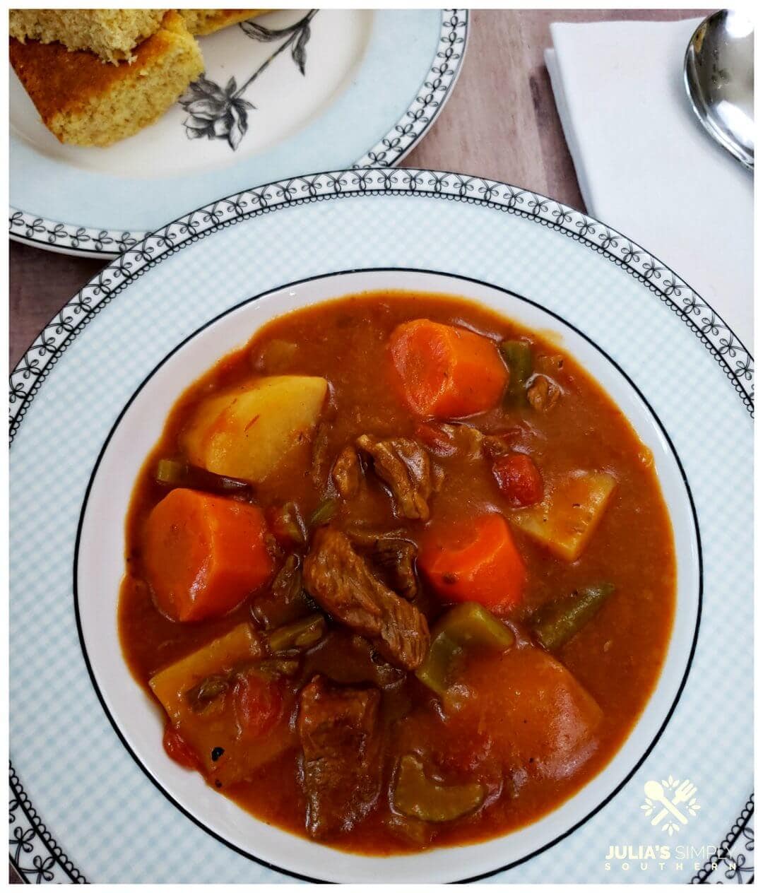 Old Fashioned Crockpot Beef Stew - Julias Simply Southern