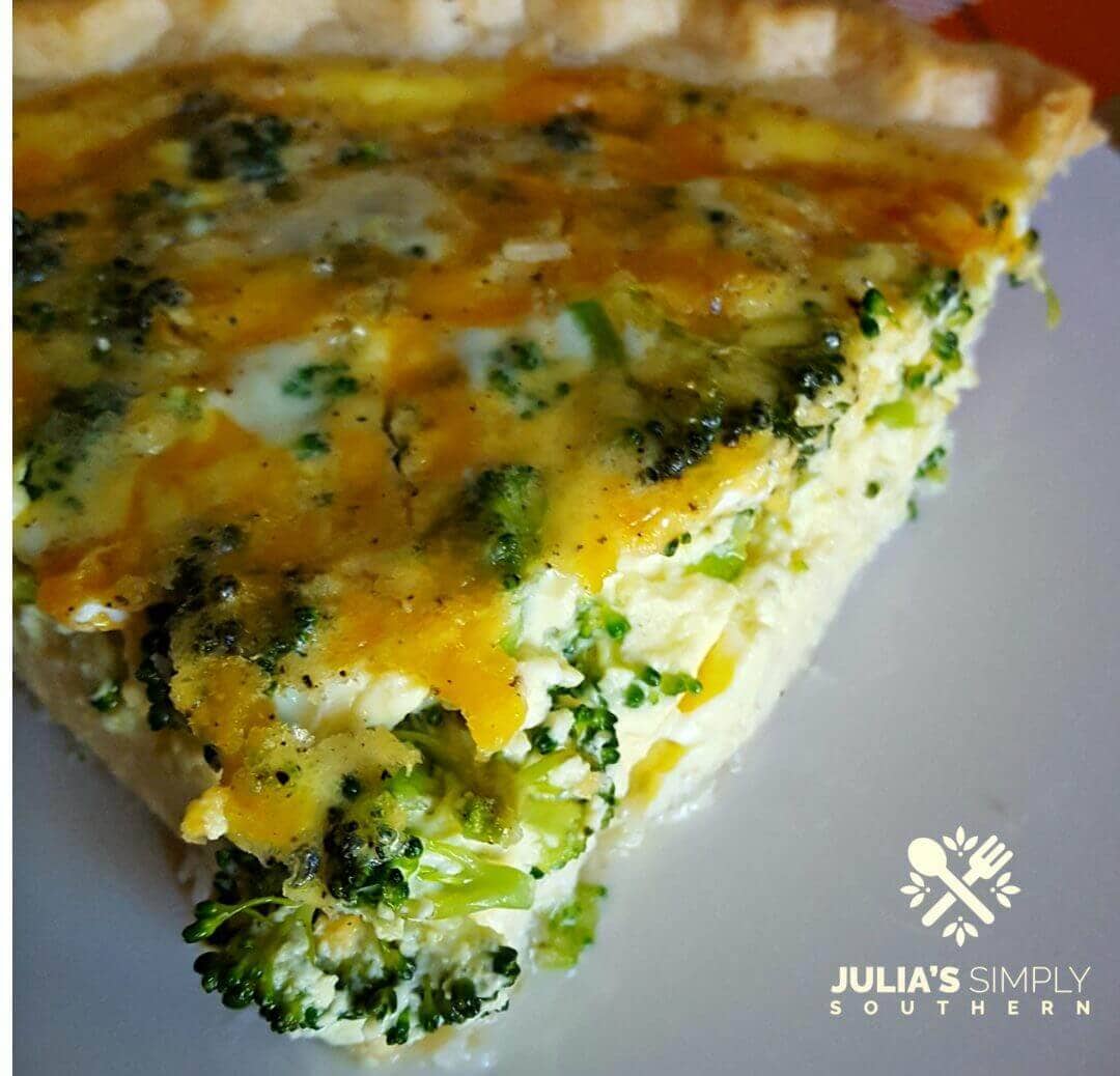 Easy Broccoli Cheese Quiche - Julias Simply Southern