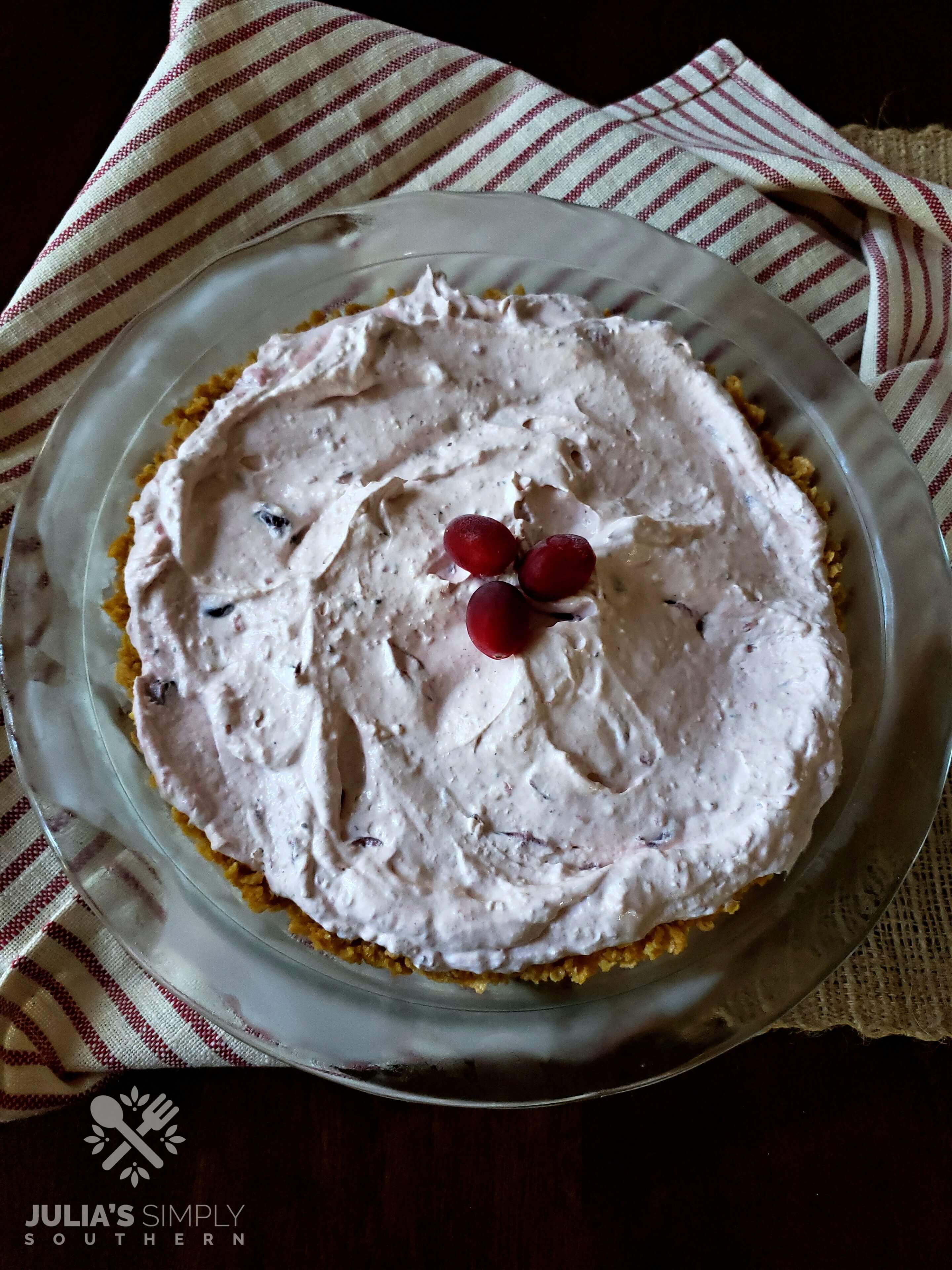 Frosty Cranberry Pie Recipe - Julias Simply Southern - Holiday Dessert