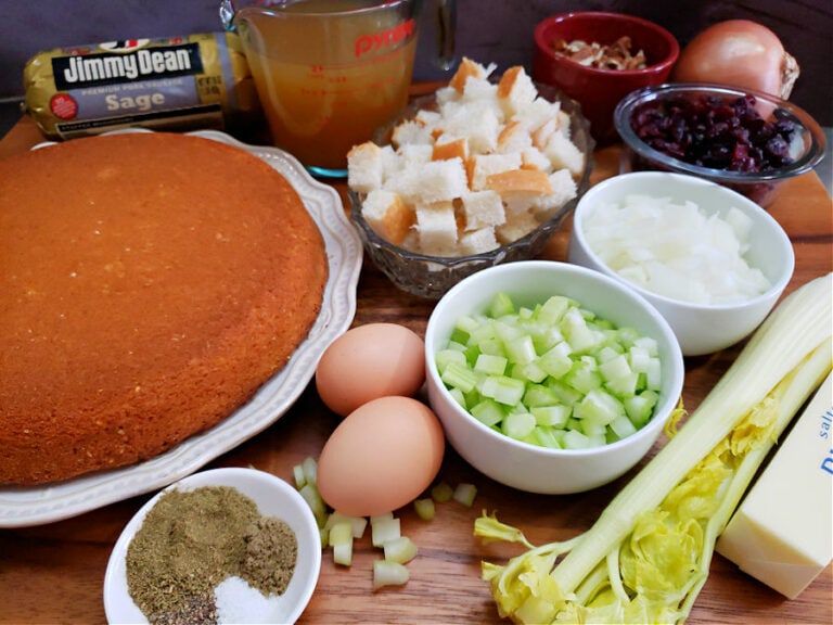 Sage Sausage Cranberry Pecan Cornbread Dressing Recipe - Julias Simply ...