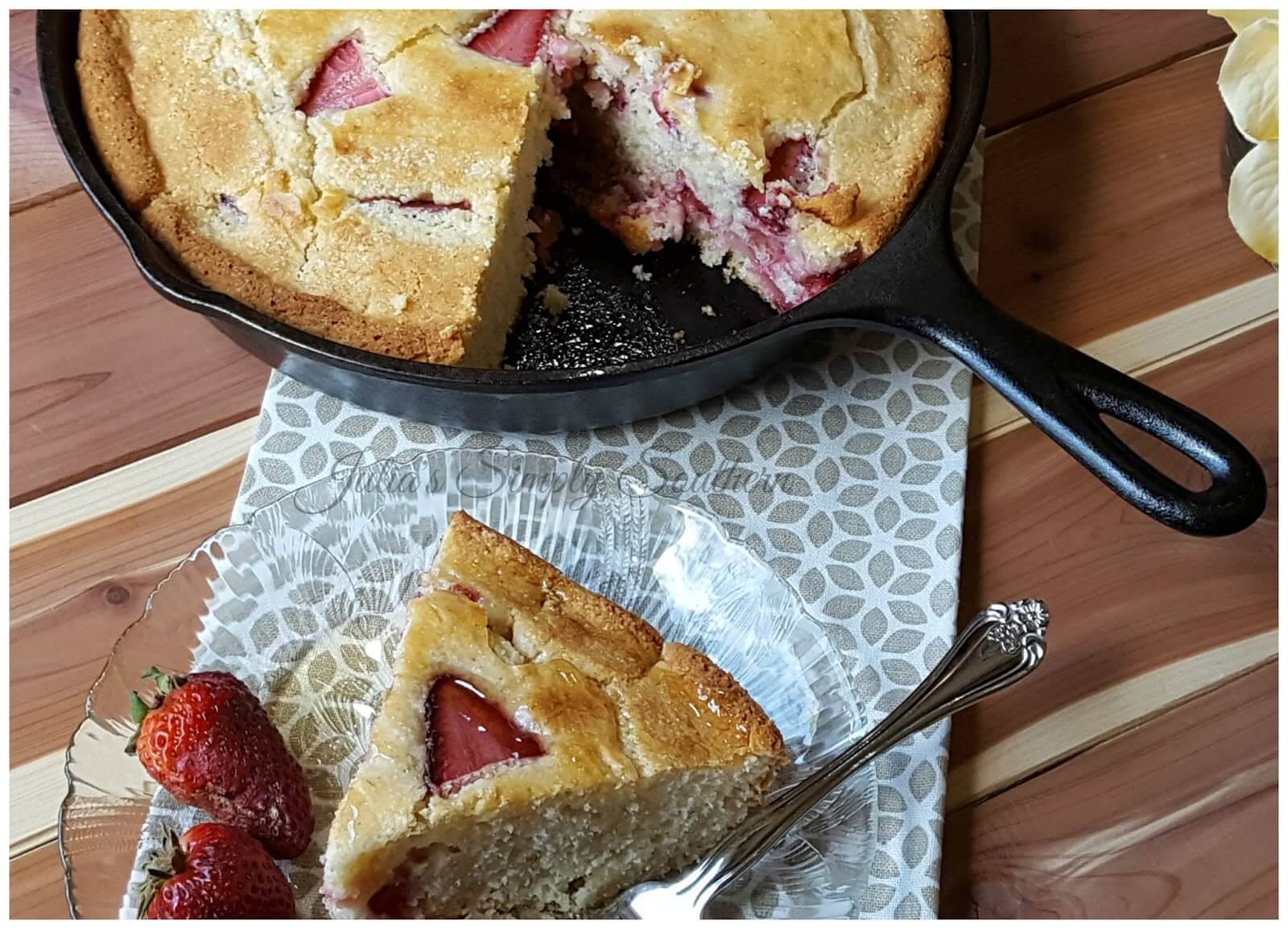 Iron Skillet Strawberry Cornbread - Julias Simply Southern