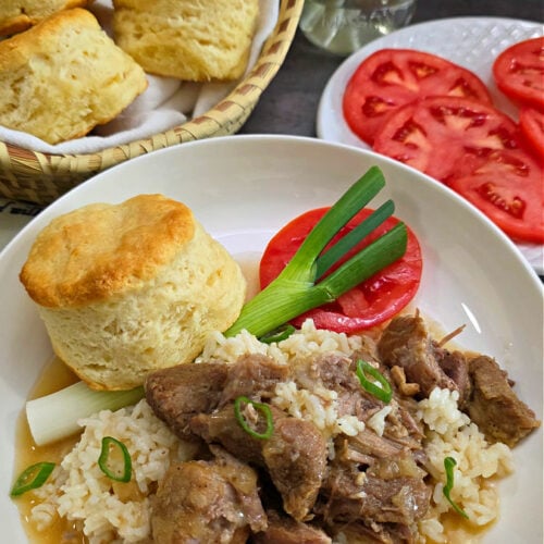 Country-Style Stewed Pork Meat and Rice Recipe - Julias Simply Southern