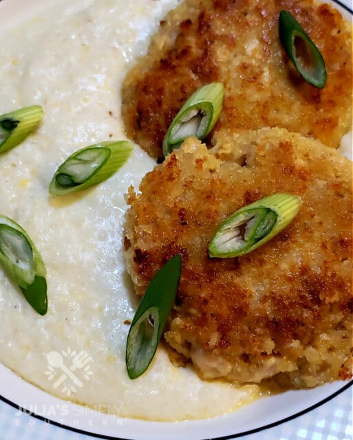 Southern Salmon Patties and Grits - Julias Simply Southern