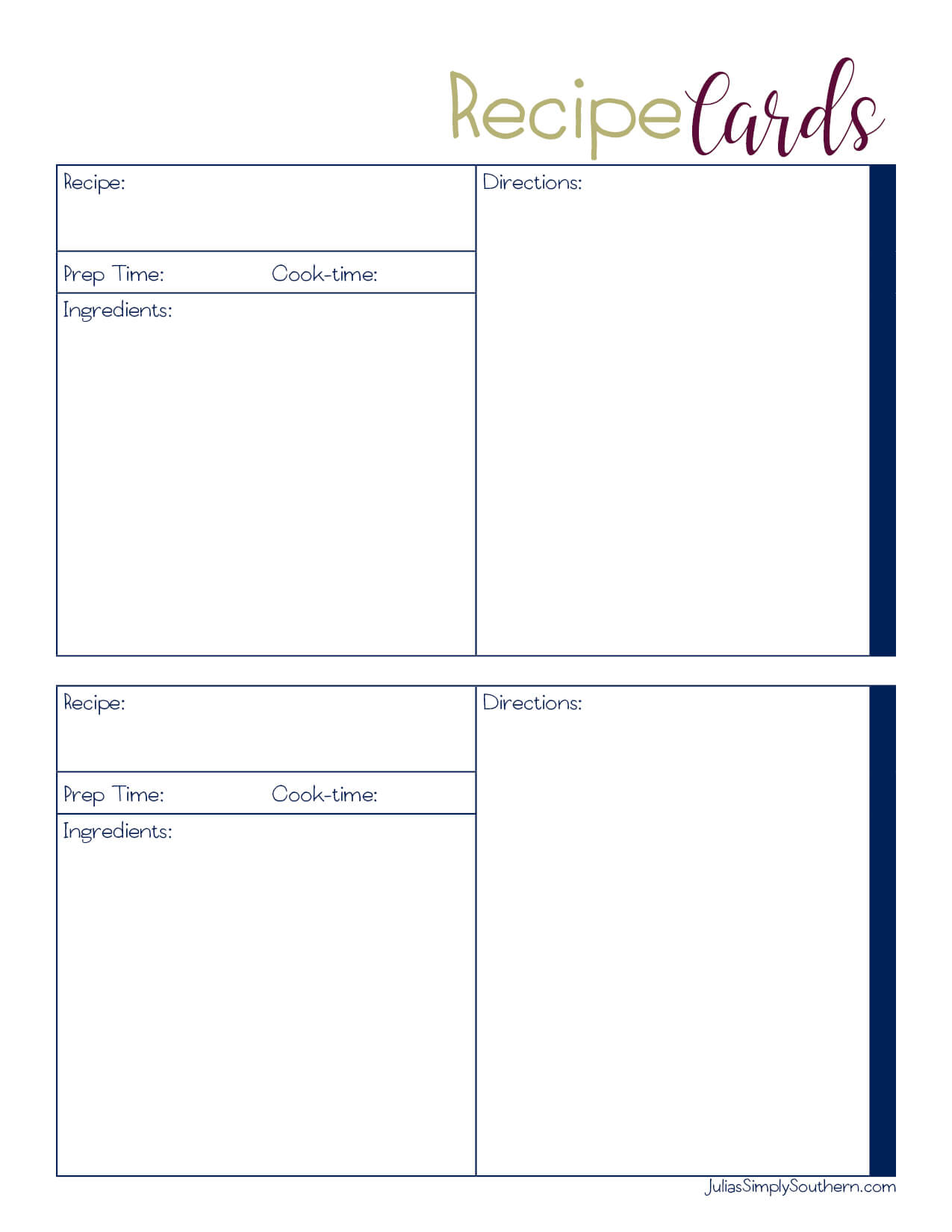 FREE Recipe Binder Printables Organizer Kit - Julias Simply Southern